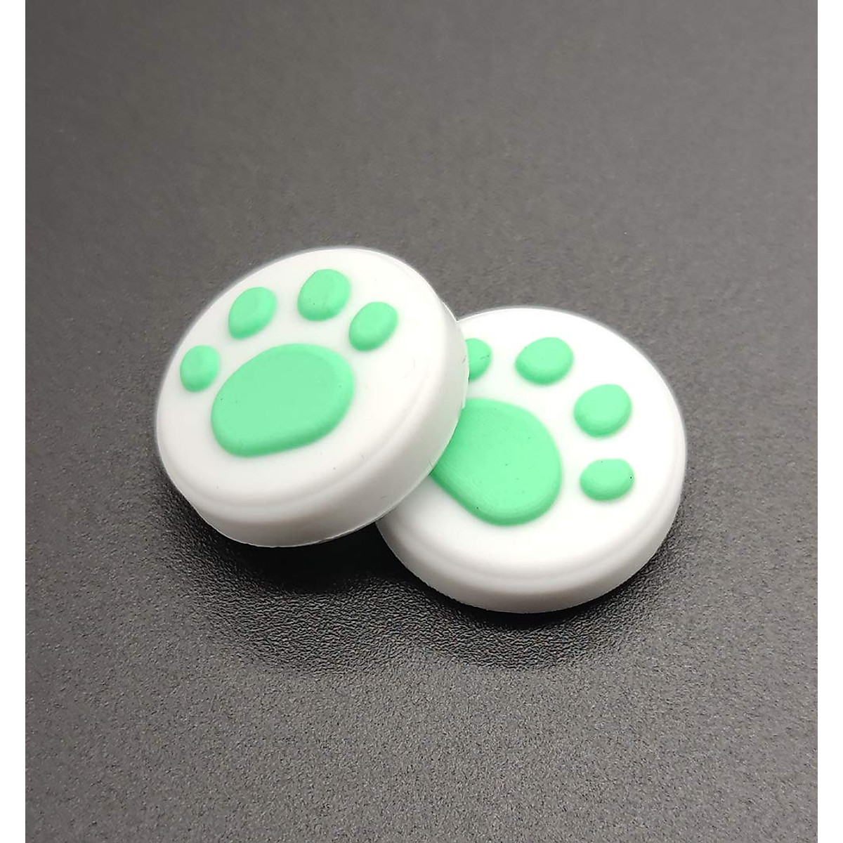 2 x Silicone Analog Controller Thumb Stick Joystick Grips Cap for Switch NS & Switch Lite Controller Joy-Con ThumbStick Cute Cat Paw Claw (White-Green)