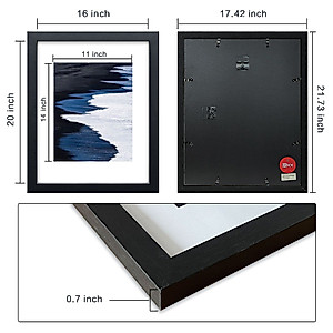 VCK 16x20 Picture Frame Set of 2 Display Pictures 11x14 with Mat or 16x20 Without Mat, Wall Gallery Poster Frames,Horizontal and Vertical Formats Black