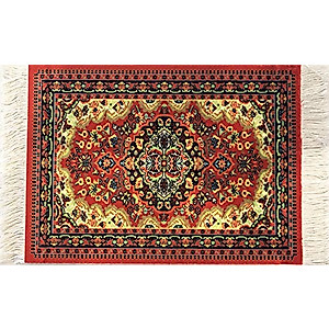 Carpet Coasters, Set of 4 Turkish Rug Style Table Drink mats, Absorbent Kitchen and Dining Accessories, Spill & drip Protection, Rectangular
