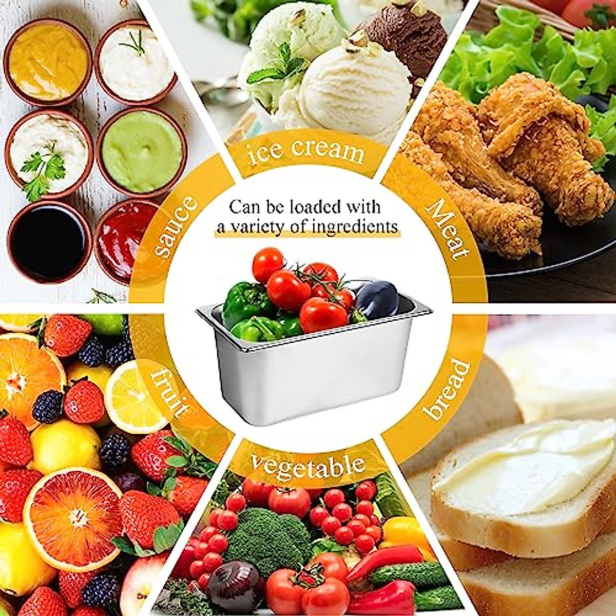 8 Packs Stainless Steel Hotel Pans 1/3 Size x 6" Deep Steam Table Pan with Lids Commercial Food Storage Containers Stackable Metal Steamer Pan Anti-Jam Hotel Pan Restaurant Warm Pans for Buffet Party