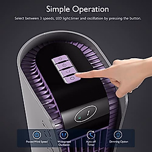 SISMEL Bladeless Tower Fan for Home, 10000mAh Battery Operated Portable Fan with 3 Speeds, Timer, Night Light, LED Display, 16" Small Quiet Oscillating Desk Fan for Bedroom, Office, Camping (Grey)