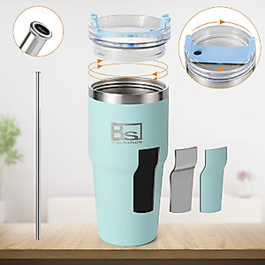 Buckshee 20oz Travel Coffee Mug for hot and cold,Insulated Tumbler with Lid and Straw-Scratch Set,Double Walled Vacuum Bottle & Iced Tea -Cup Keeps Cold and Hot