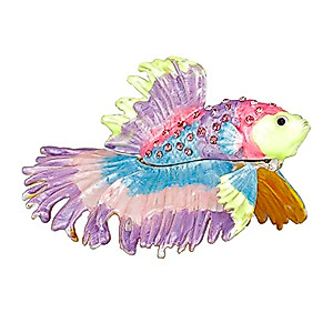 SEVENBEES Tropical Fish Figurines Collectibles Jewelry Boxes Hinged Trinket Box for Women