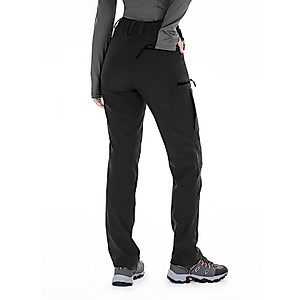 Wespornow Women's-Snow-Ski-Pants Fleece-Lined-Waterproof-Hiking-Pants Softshell Insulated Pants for Winter Outdoor Snowboard (Black, Medium)