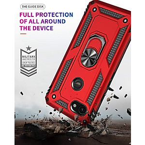 Military Grade Drop Impact for Google Pixel 3A XL Case 360 Metal Rotating Ring Kickstand Holder Magnetic Car Mount Armor Shockproof Case for Google Pixel 3A XL Phone Protection Case (Red)