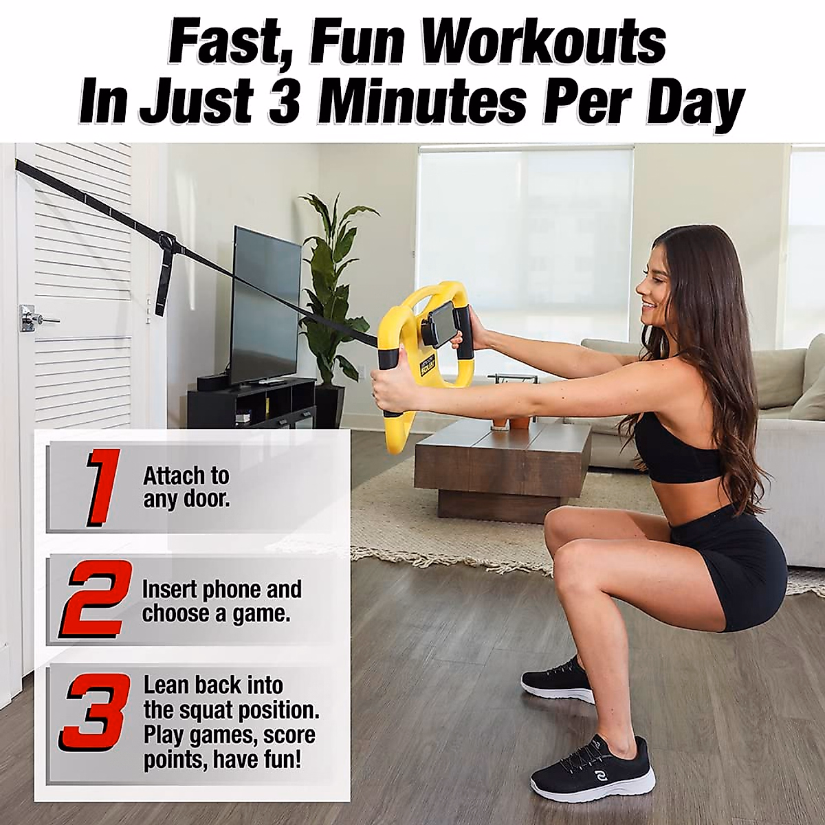 STEALTH Squat Trainer - Home Fitness Equipment & Full Body Workout - Get Lean Sculpted Legs & Glutes Playing Games on Your Phone - Fun Games to Help You Lose Weight - Train Legs, Butt, and Thighs