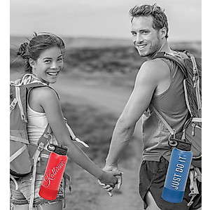 Personalized Water Bottles 32oz with Flip-Top Lid and Straw, Customized Vacuum Insulated Flask, Stainless Steel Sports Double Wall Thermos, Your Logo Name and Text Engraved in USA (Black, 32 oz.)