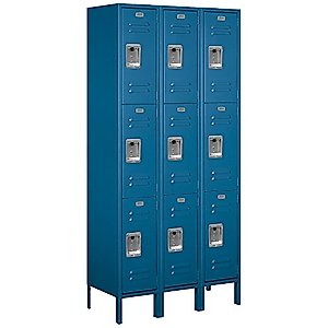 Salsbury Industries 63365BL-U Triple Tier 36-Inch Wide 6-Feet High 15-Inch Deep Unassembled Standard Metal Locker, Blue