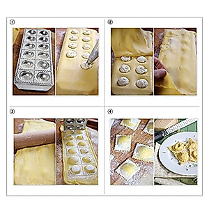 Ravioli Maker & Ravioli molds Tool-12 Hole Round Mold Italian Pasta Italian Tray Kit With Rolling Pin (Round shape)1