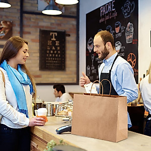 Moretoes 55pcs Paper Bags, 16x6x12 Inch Brown Paper Bags, Paper Bags with Handles for Small Business, Large Brown Paper Bags, Paper Shopping Bags