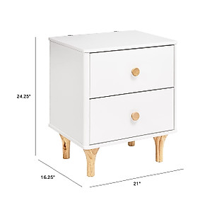 Babyletto Lolly USB Port Nightstand, in White and Natural