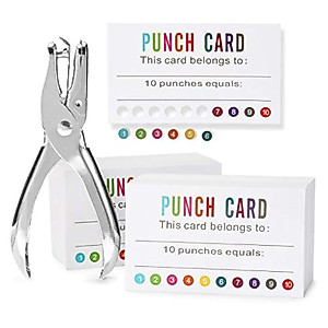 ONEDONE Reward Punch Cards (Pack of 200) Behavior Incentive Awards for Kids Students Teachers Home Classroom School Business Loyalty Gift Card - 3.5" x 2"