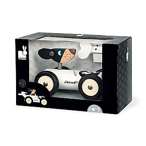 Janod Spirit Solid Car Push Toy with Bernard Dog - Ages 18 Months+ - J04491