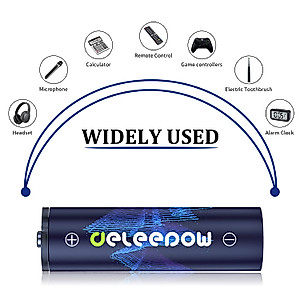Deleepow Rechargeable AA Batteries, 3400mWh USB C AA Lithium Rechargeable Batteries 4-Pack 1.5V 1500 Cycle with USB Cable