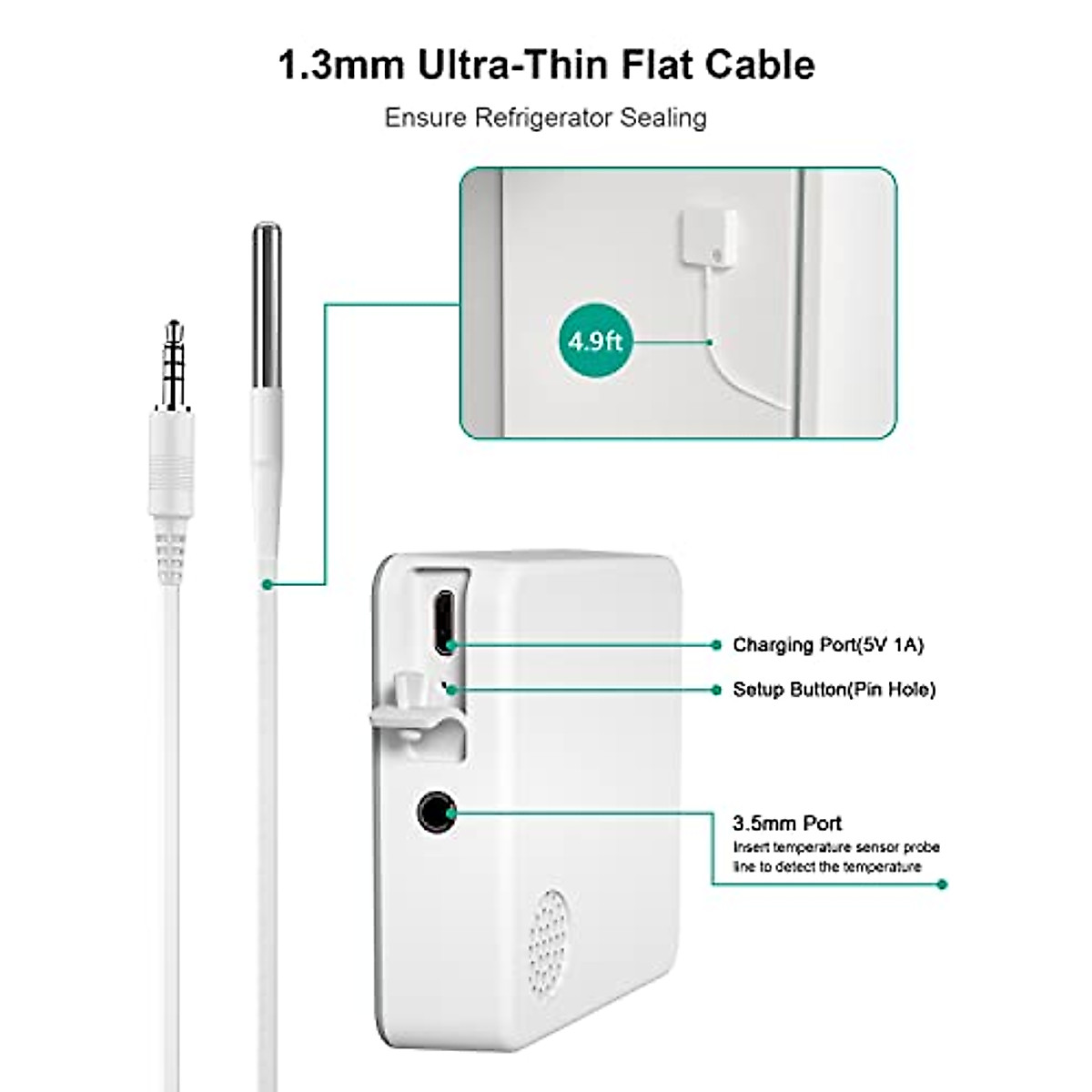 MOCREO ST4 WiFi Thermometer Freezer Alarm, Email Alert, App Notification, Data Record Export, No Subscription Fee, Remote Wireless Temperature Sensor for Refrigerator, Freezer, Hot Tub (2 Pack)