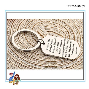 FEELMEM Confirmation Sponsor Gift Sponsor Keychain Sponsor Thank You Keychain Baptism Confirmation Sponsor Proposal Gift for Godparents Godmother Catholic Mentor Gift (silver)