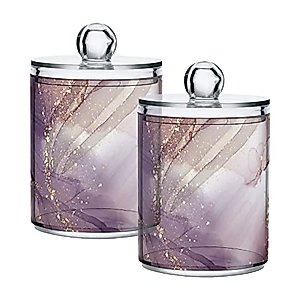 SUABO Plastic Jars with Lids,Purple MarbleStorage Containers Wide Mouth Airtight Canister Jar for Kitchen Bathroom Farmhouse Makeup Countertop Household,Set 2