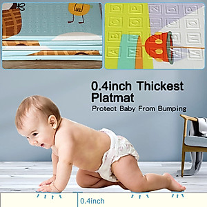 LuckyDove Baby Play Mat,Reversible Foldable Playmat,Portable Extra Large Thick Foam Crawling playmat for Infants,Babies,Toddlers,Indoor Outdoor Use,BPA Free Play Mat for Baby(with Travel Bag),78"*71"