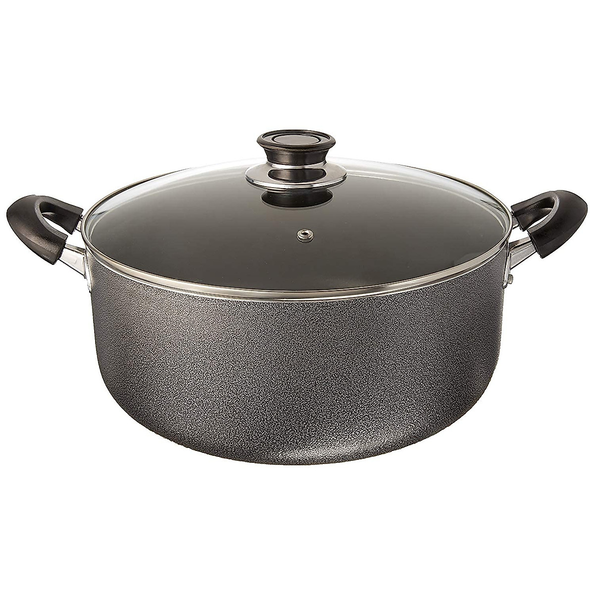 Uniware Non-Stick Aluminum Stock Pot With Glass Lid,Black (10 QT)