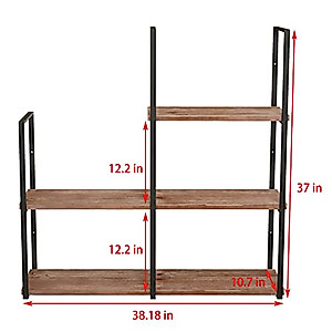 zhoyuexin Industrial Shelves Wall Mounted Shelf, 3 Tier Solid Wood Floating Industrial Bookshelf Rustic Wood Shelf for Bathroom Wall Decor