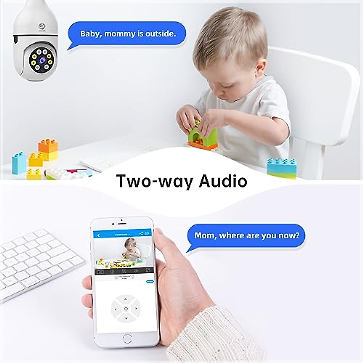 JOOAN 5G Light Bulb Security Camera, 360 Wireless Bulb Indoor Camera, 2K WiFi Camera for Home Security, Cloud & SD Card Storage, Color Night Vision, Smart Motion Detection, Sound Alarm