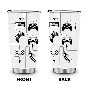 WIRESTER 20 OZ Stainless Steel Tumbler With Lid, Double Wall Vacuum Insulated Tumbler, Coffee Travel Mug Cup for Hot Cold Drinks - Black Game Controllers
