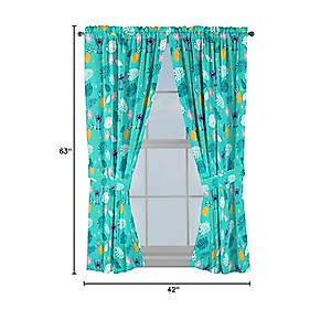 Jay Franco Disney Lilo & Stitch Aloha Stitch 63" Inch Drapes - Beautiful Room Décor & Easy Set Up, Bedding - Curtains Include 2 Tiebacks, 4 Piece Set (Official Disney Product)