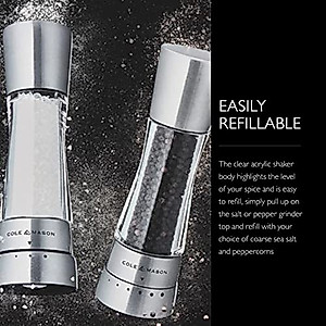 COLE & MASON Derwent Salt and Pepper Grinder Set - Stainless Steel Mills Include Gift Box, Gourmet Precision Mechanisms and Premium Sea Salt and Peppercorns