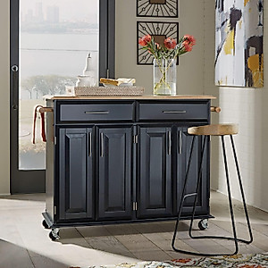 Homestyles Kitchen Cart with Storage Dolly Madison, 48.25 Inches Wide, Black