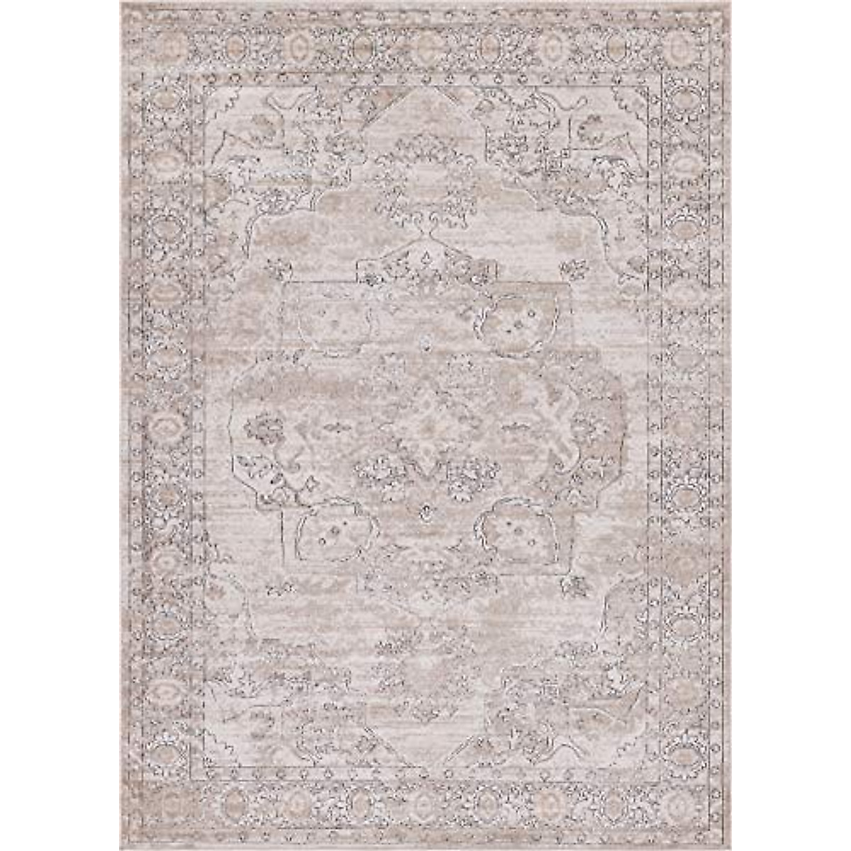 Rugs.com Oregon Collection Rug – 8' x 11' Ivory Low-Pile Rug Perfect for Living Rooms, Large Dining Rooms, Open Floorplans