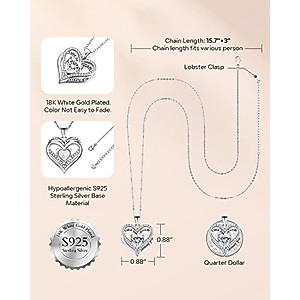 S925 Sterling Silver Necklace for Women, Birthday Necklaces Gifts for Wife Girlfriend, Wedding Anniversary Jewelry 18K White Gold Filled, Unique Love Gift for Her, April