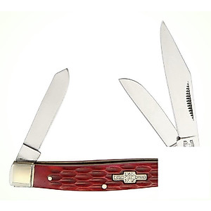 Rough Rider Stockman Red Jigged Bone Handle Stainless Folding Blade Knife