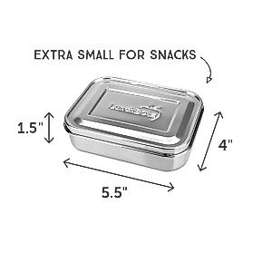 LunchBots Small Protein Packer Toddler Bento Box - Extra Small Divided Stainless Steel Snack Container - 4 Sections for 1-2oz of Nuts, Meat, Cheese, Finger Foods - Dishwasher Safe - Stainless Lid