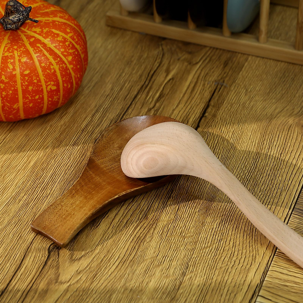 Wooden Spoon holder, Boho Spoon Rest for Stove Top Spatula Holder Wood Spoon Rest Larger Farmhouse Utensil Rest for Kitchen Counter Decoration Bamboo Cooking Spoon Holder for Spatula,Spoon,Tong,Brush