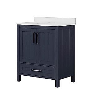 Ove Decors Kansas 30 in. Single Sink Bathroom Cultured Marble Countertop Vanity, 30 inches, in Midnight Blue