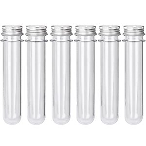 6PCS Plastic Test Tubes with Screw Caps 45ml Clear Tubes for Scientific Experiments, Party Decoration, Sample, Candy, Bath Salt, Storage