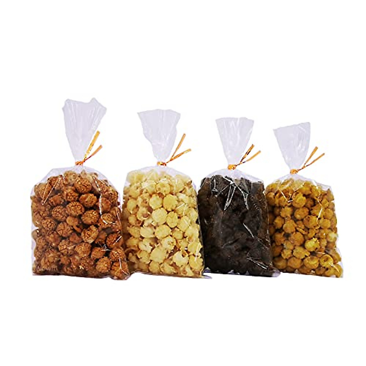 Wowfit 100 CT 6” x 10” Clear Flat Cellophane Treat Bags with 6” Gold Twist Ties, Cello Packaging for Gift Wrapping, Decorations, and Food Storage