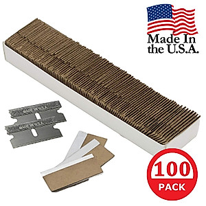 WEUPE Razor Blades Utility: Single Edge Razor Blades 100 Pack, Razor Blade Scraper Refills, Steel Box Cutter Blades USA-Made, Safety Straight Edge Razor Blades, Paint Scraper Razor Blades