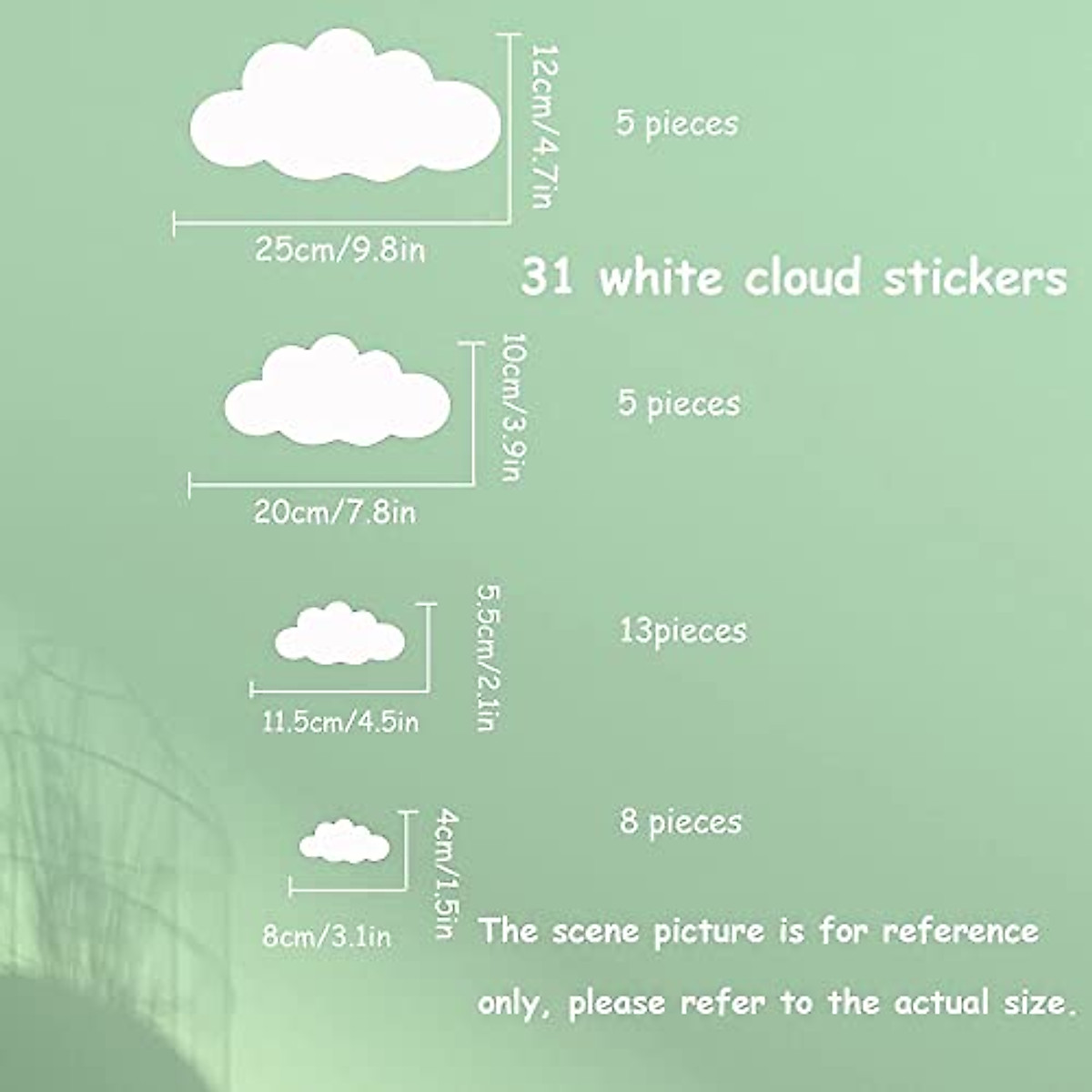 Big Clouds Wall Decals Removable DIY Large Vinyl Sticker Self Adhesive Wallpaper for Living Room Nursery Children Baby Kids Boys Girls Bedroom Decor Home Art Mural Dec