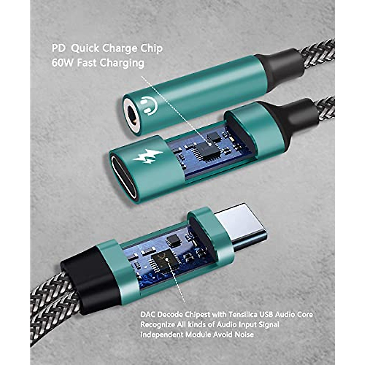 Samsung Galaxy S23 Headphone Adapter, 2 in 1 USB C to 3.5mm Headphone Adapter with PD 60W Charging Dongle Compatible with Galaxy S23+/S22+/S22/S22+/S21+/S20/S20FE/Note 10+, Google Pixel 7/6Pro/5/4XL