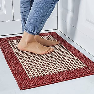 COSY HOMEER 28X18 Inch Washable Kitchen Rug Mats are Made of Polypropylene Square Rug Cushion Which is Anti Slippery and Stain Resistance,Red