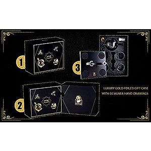 LiquorKnight Globe Whiskey Decanter Set/Hand-Blown Lead-Free Glass/Wooden Stand/Liquor Dispenser Bar Set with 4 Glass/Whiskey Stones & Funnel/Antique Glass Ship/Home Bar Accessory