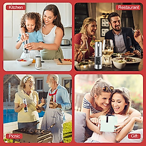 Advanfam Upgraded Larger Capacity Electric Salt Pepper Grinder Stainless Steel Pepper Grinder with LED Light, Rechargeable Automatic Salt or Pepper Mill Features Adjustable Coarseness