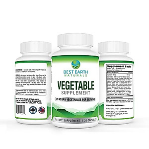 Best Earth Naturals Vegetable Supplement - 20 Vegan Vegetables Per Serving with Whole Food Superfoods, Vitamins & Minerals - 30 Day Supply