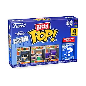 Funko Bitty POP! DC - Batgirl, 4-Pack - Batman, Batgirl, The Riddler and A Surprise Mystery Mini Figure - 0.9 Inch (2.2 Cm) - DC Comics Collectable - Stackable Display Shelf Included - Gift Idea