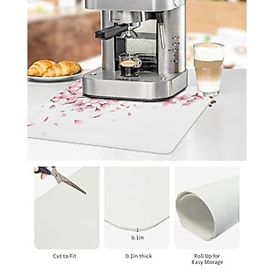 Spring Pink Sakura Blossom Flowers Coffee Mat Coffee Maker Mat,Super Absorbent Coffee Bar Accessories,Floral Garden Art on White Non-slip Coffee Station Mat Dish Drying Pad,16x18in