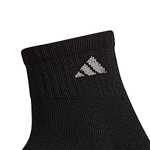 adidas Women's Athletic Cushioned Quarter Socks with Arch Compression (6-Pair), Black/Aluminum 2, Medium