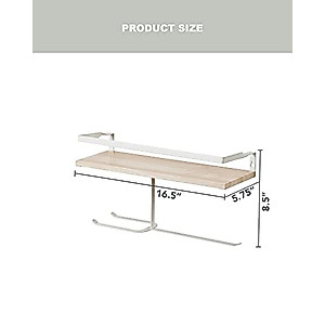 olysmto Floating Shelves, Bathroom Shelf with Paper Towel Holder Hair Dryer Rack, Kitchen Wall Organizer Storage Shelving - Maple Faux Wood