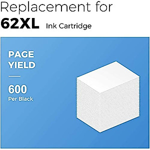 MYCARTRIDGE 62XL Black Remanufactured Ink Cartridge Replacement for HP 62 62XL (2-Pack) Use with OfficeJet 5740 8040 5741 Envy 7640 5660 5540 7645 OfficeJet 200 250