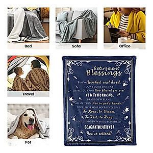 Retirement Gifts for Women Men 2023,Happy Retirement Appreciation Gift for Mom Boss Coworkers,Retire Party Gifts for Friends,Grandma,Teachers,Nurses Retired Gifts for Men Women Throw Blankets 60"x 50"